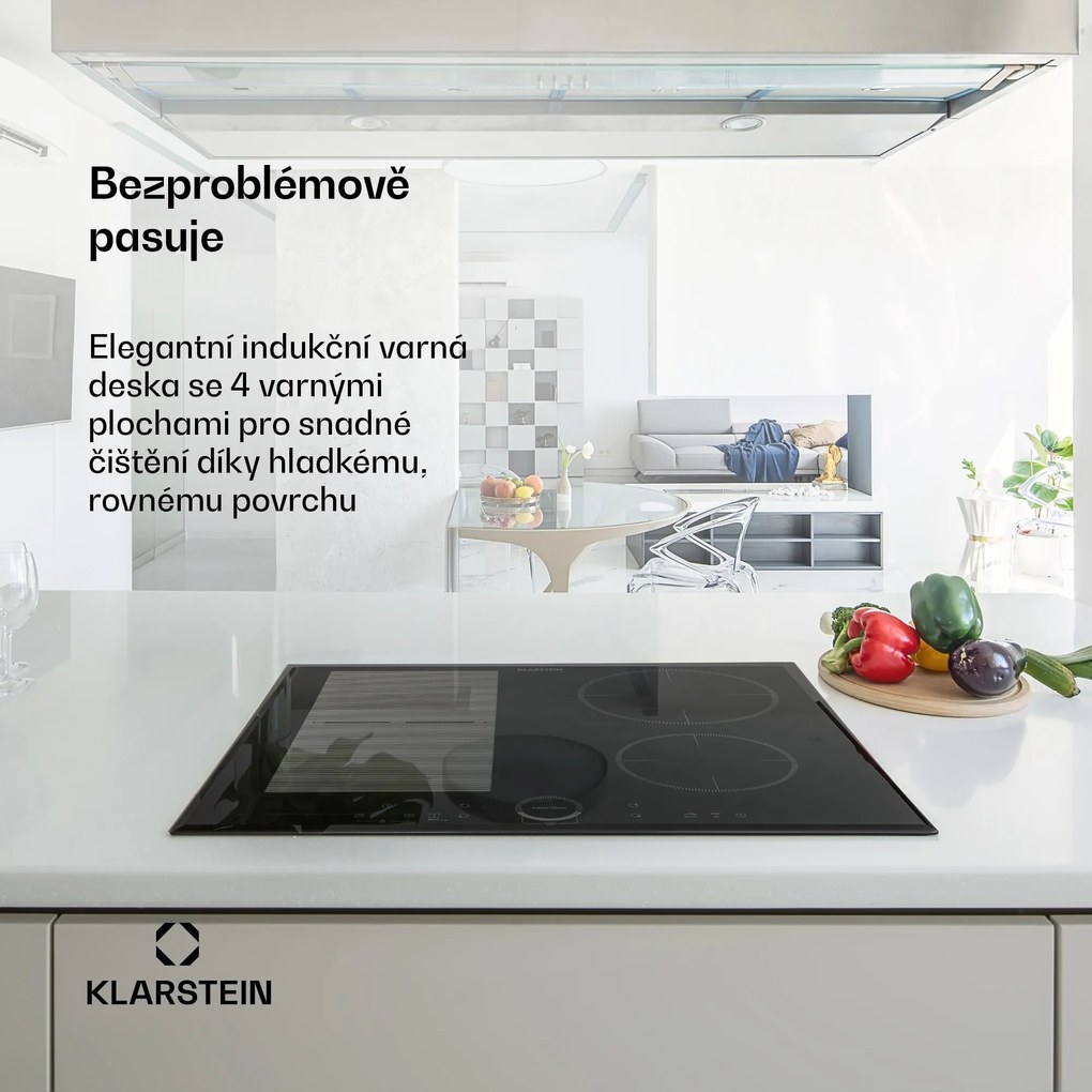 Klarstein Delicatessa 60 Hybrid, indukční varná deska, 7000 W, 4 zóny, černá