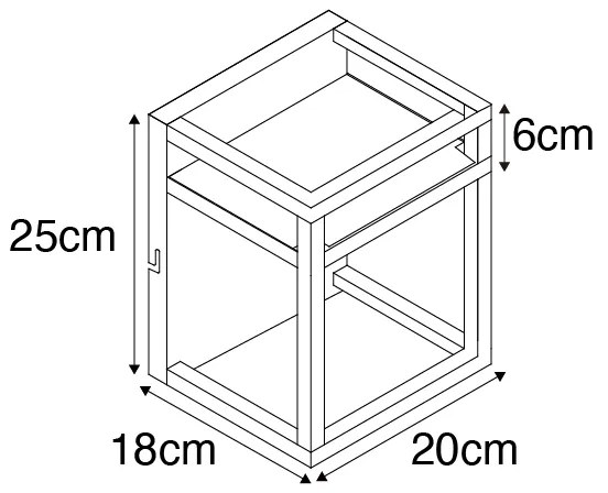 Průmyslová nástěnná lampa černá s policí - Cage Rack