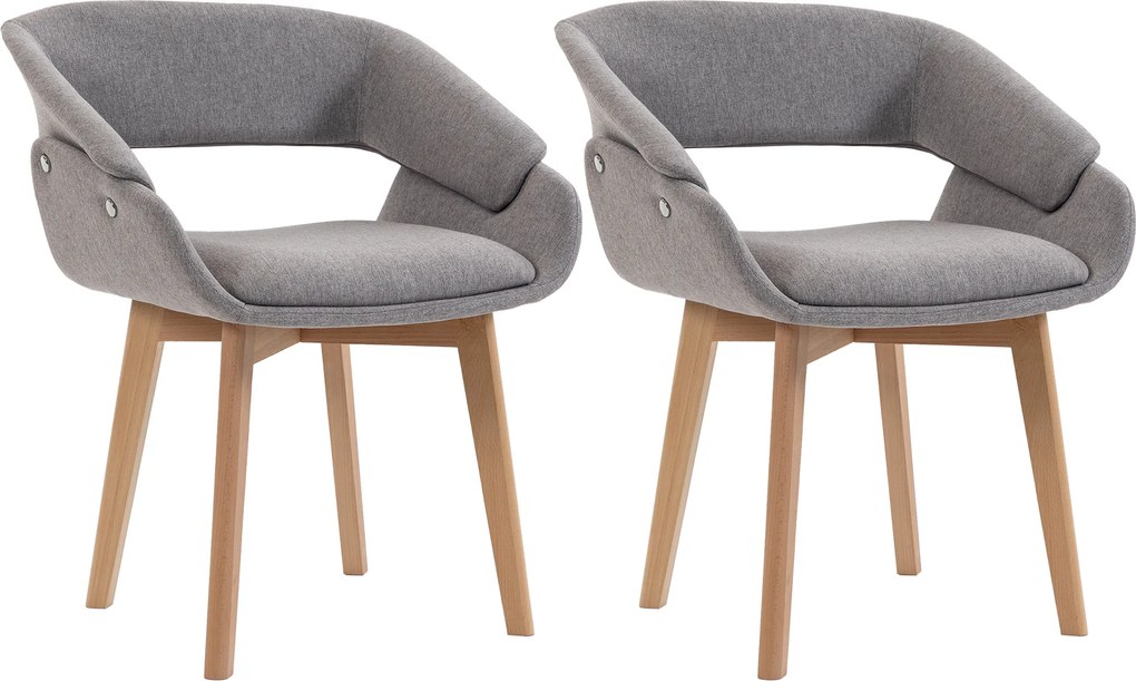 HOMCOM sada 2 ergonomických jídelních židlí světle šedá