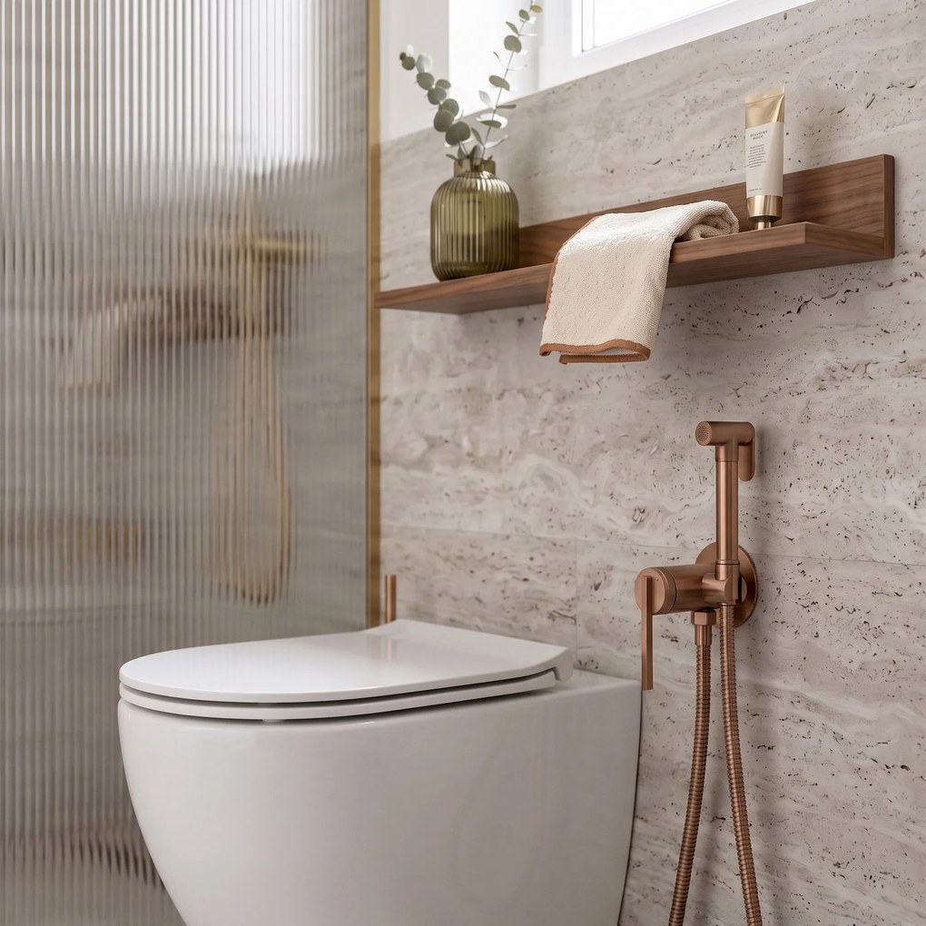 Rea, Podomítková bidetová baterie Rea Grace Brush Copper, REA-B4504