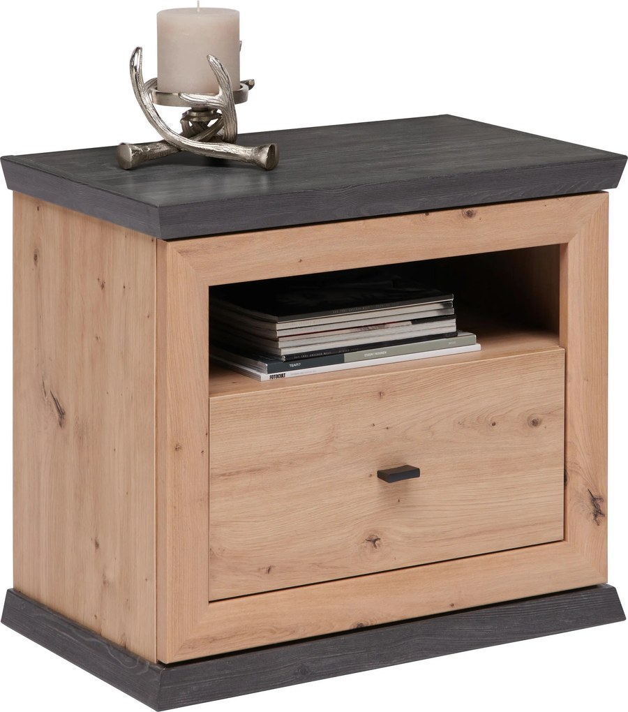 XXXLutz NOČNÍ STOLEK, tmavě šedá, dub artisan, 63/55/38 cm Hom`in - 000003002922