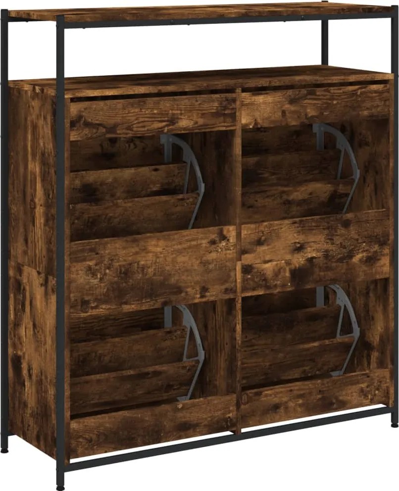 Botník se 4 výklopnými zásuvkami kouřový dub 100 x 34 x 112 cm 3214415