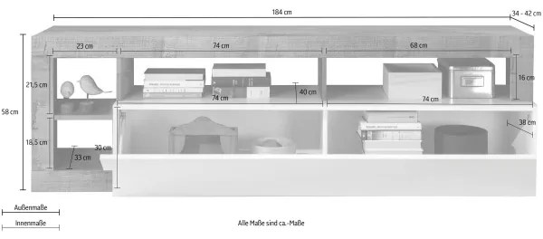 Televizní stolek LENOR bílá/šedá beton