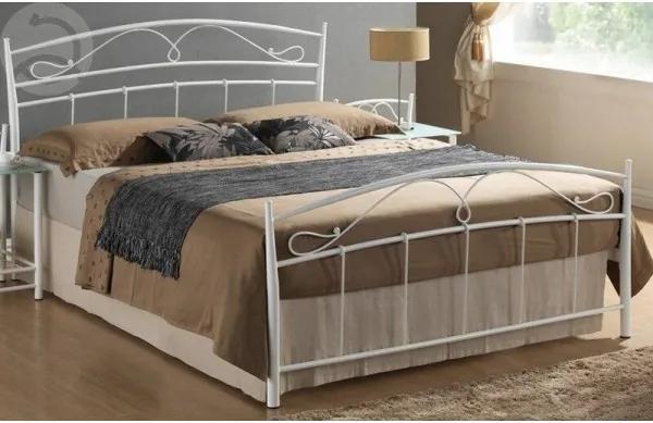Bílá kovová postel - dvoulůžko CS4017 160x200, bílá KN nábytek