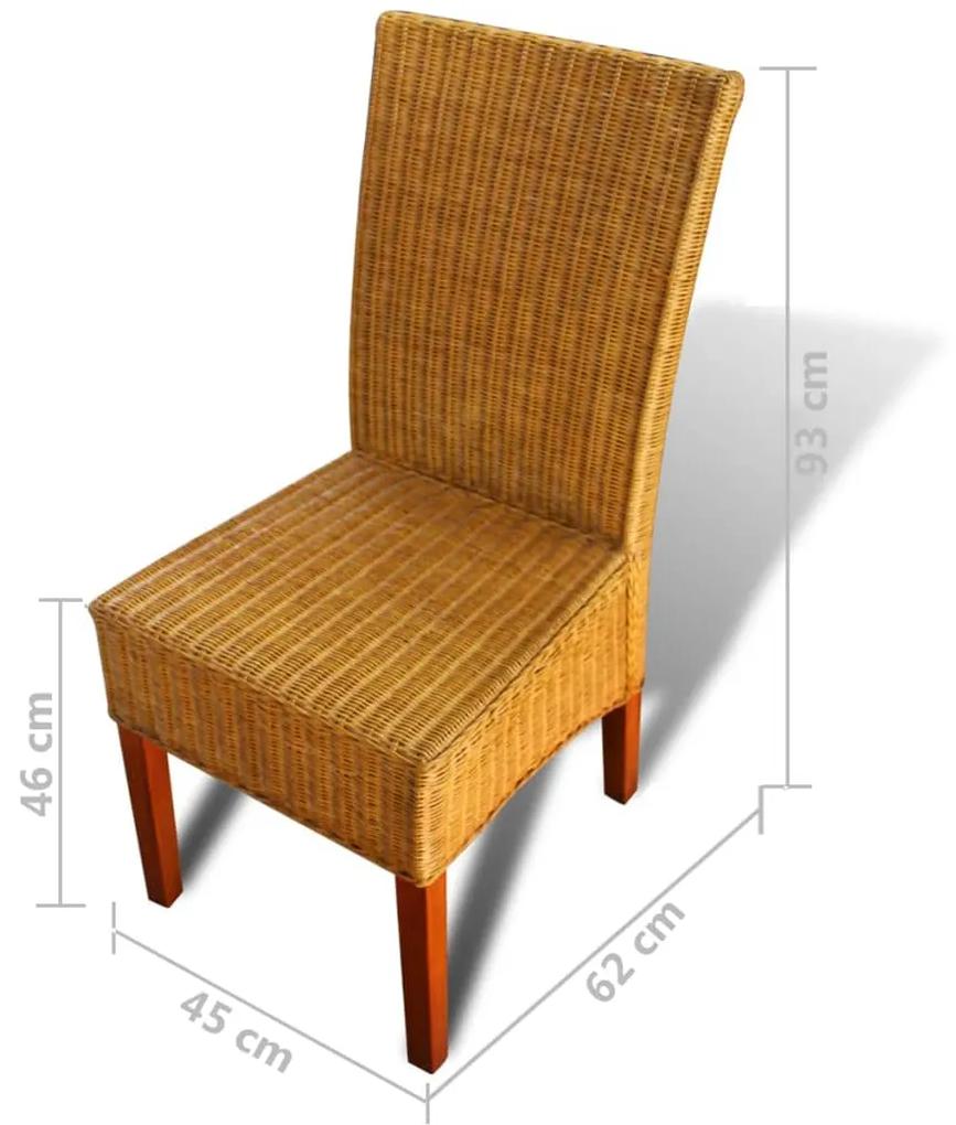 Jídelní židle 6 ks hnědé přírodní ratan - Default Title