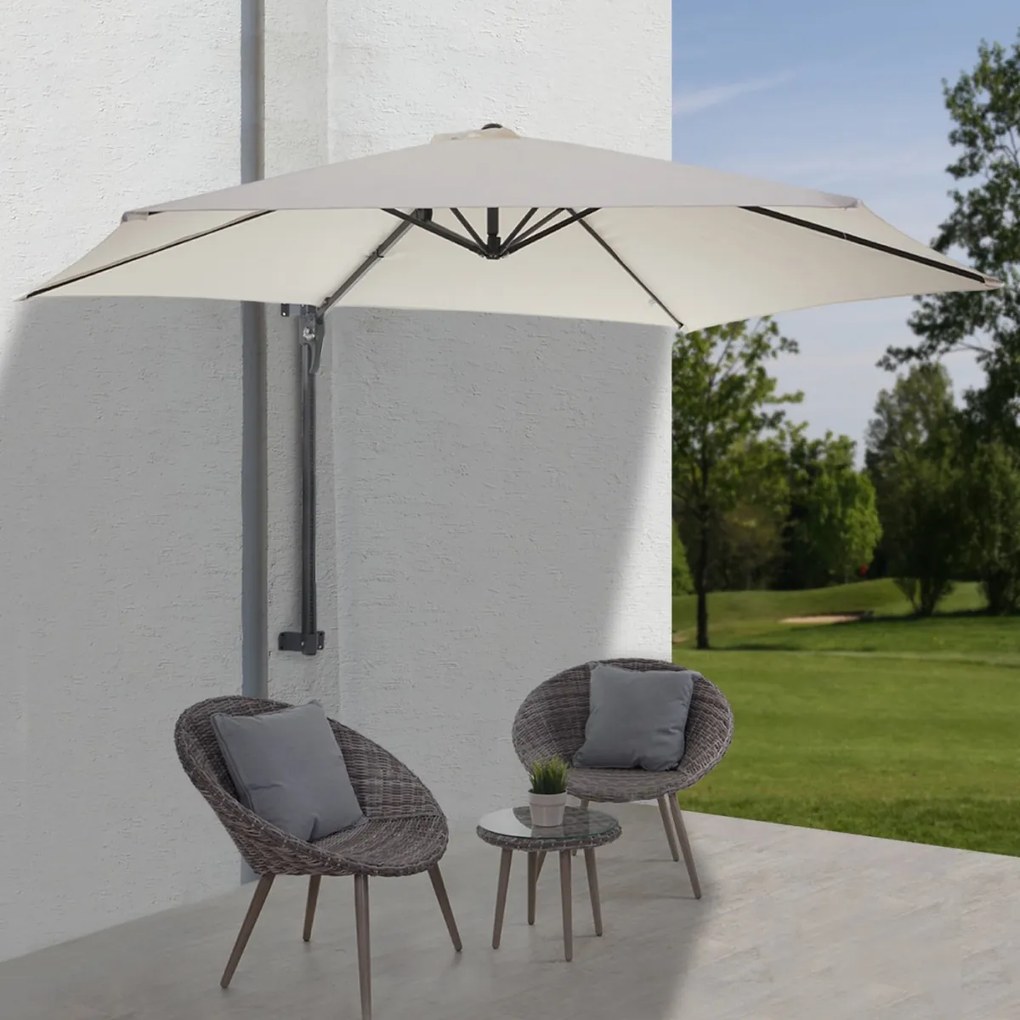 Nástěnný slunečník Casoria 3 m polyester hliník/ocel - krém