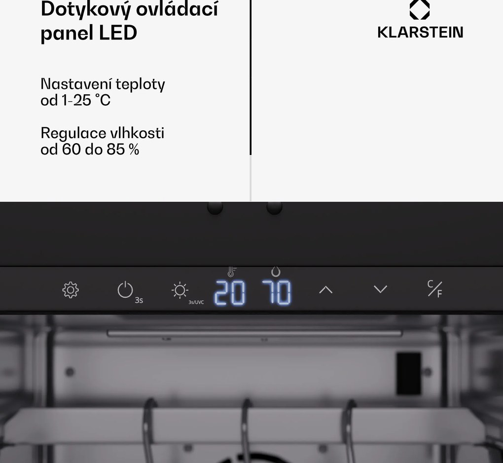 Klarstein Skříň na zrání masa, 88 L, antibakteriální, LED, dotykové ovládání, regulace vlhkosti