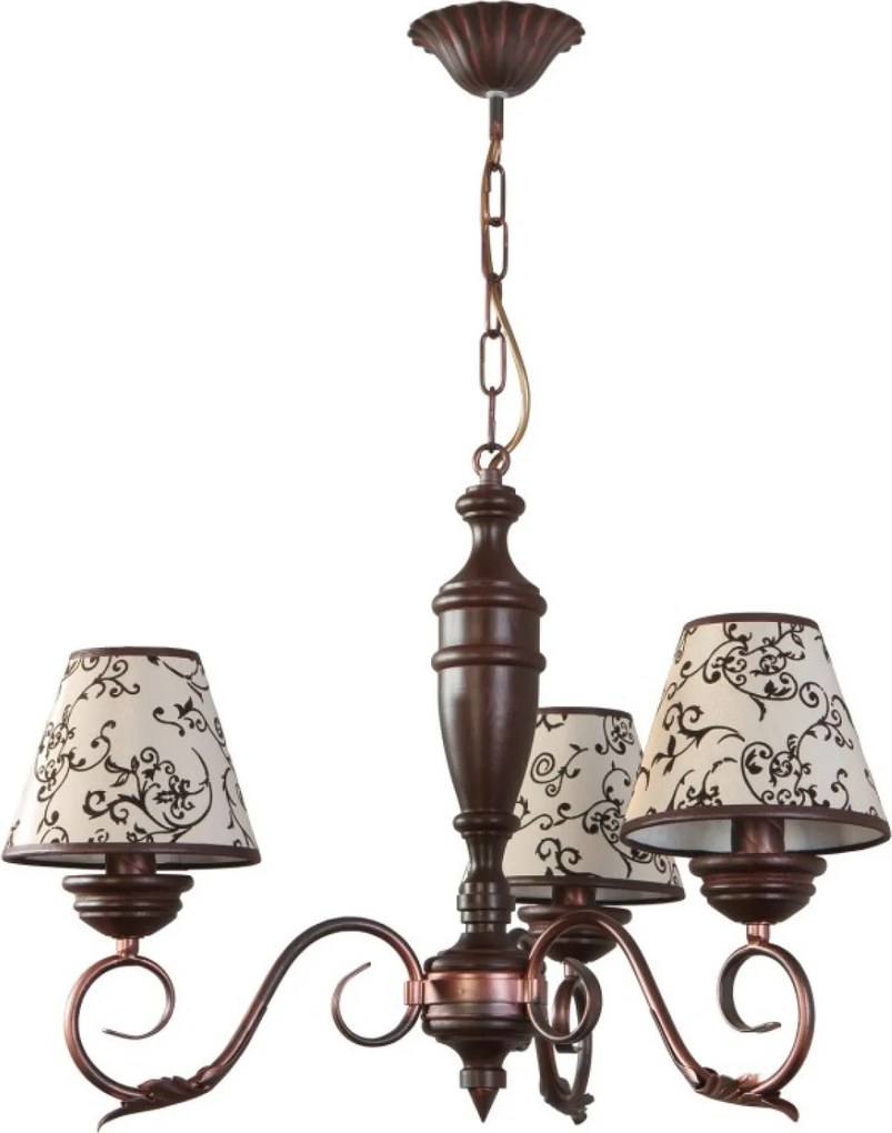 Light for home - Závěsný lustr na řetězu  30433 "Munich", 3X40W, E14, hnědá, měď