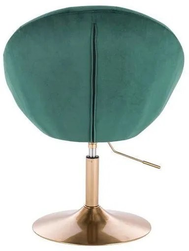 LuxuryForm DESIGN Otočné křeslo VERA VELUR na zlatém talíři - zelené
