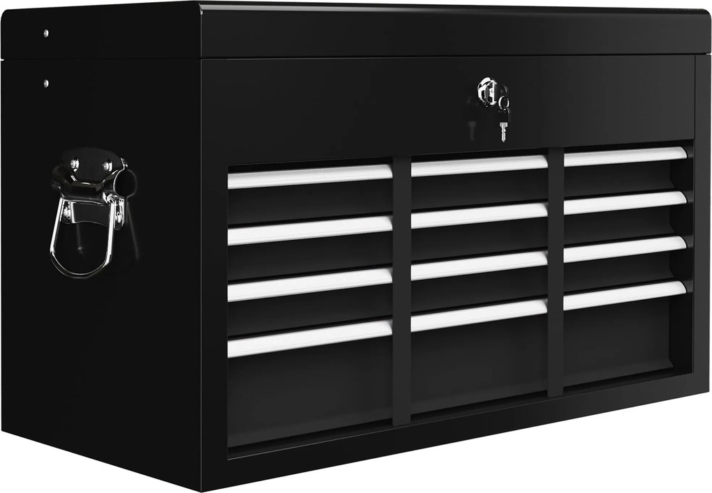 HOMCOM Nářadí Kotelna, Bez Nástrojů, s 6 Zásuvkami, Zámek, Nástrojový Případ s Rukojetí, Nářadí Kotelna, Ocel, Černá, 60 x 26 x 34 cm | Aosom