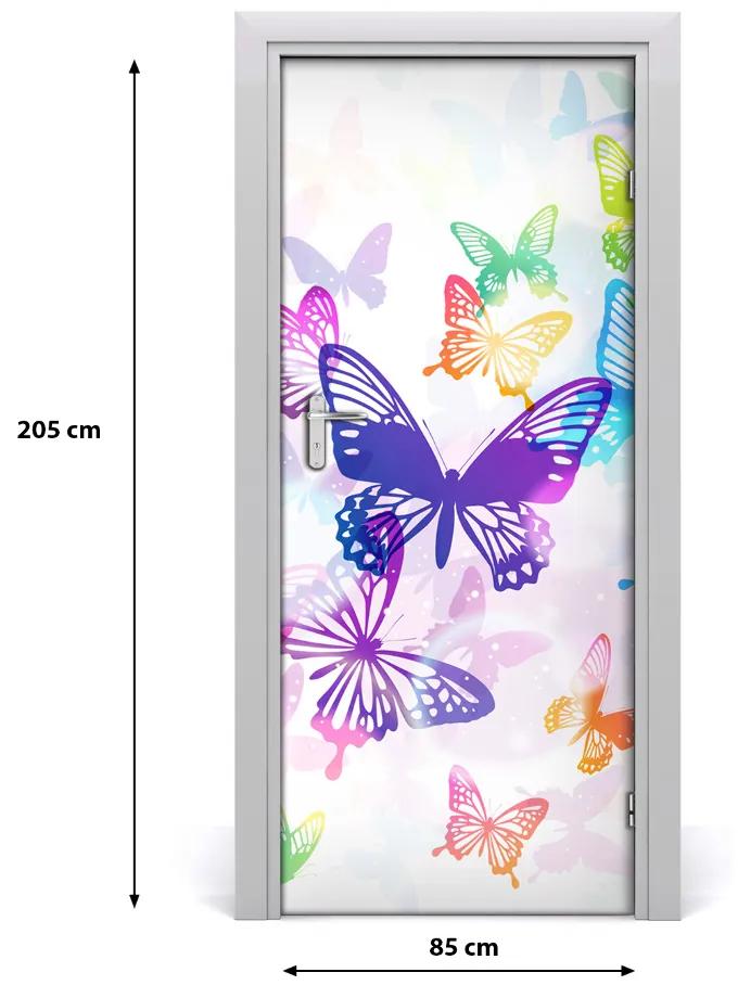 Samolepící fototapeta na dveře Barevní motýli 85x205 cm