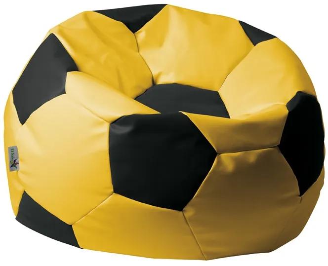 ANTARES Euroball - Sedací pytel 90x90x55cm - koženka žlutá/černá