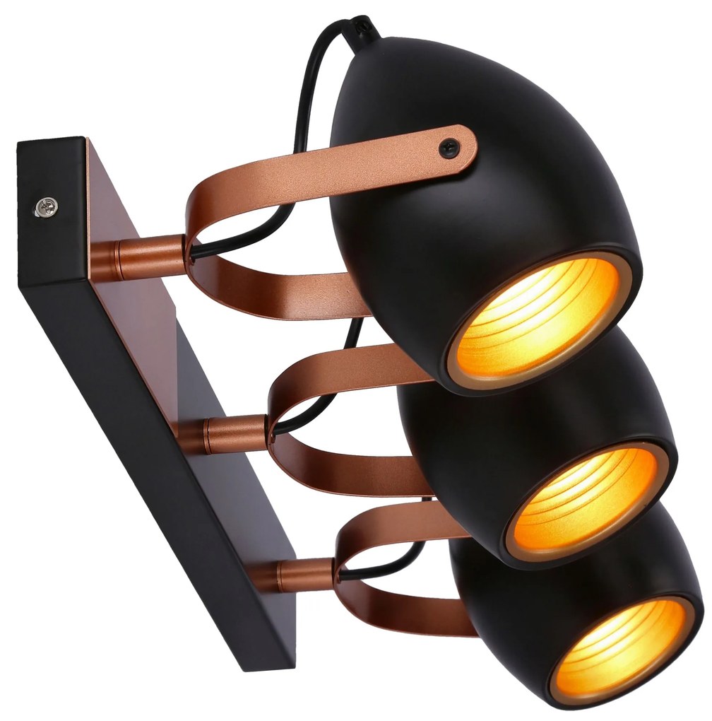 Černo-měděné stropnínástěnné svítidlo Anica pro žárovku 3x E14  - Candellux