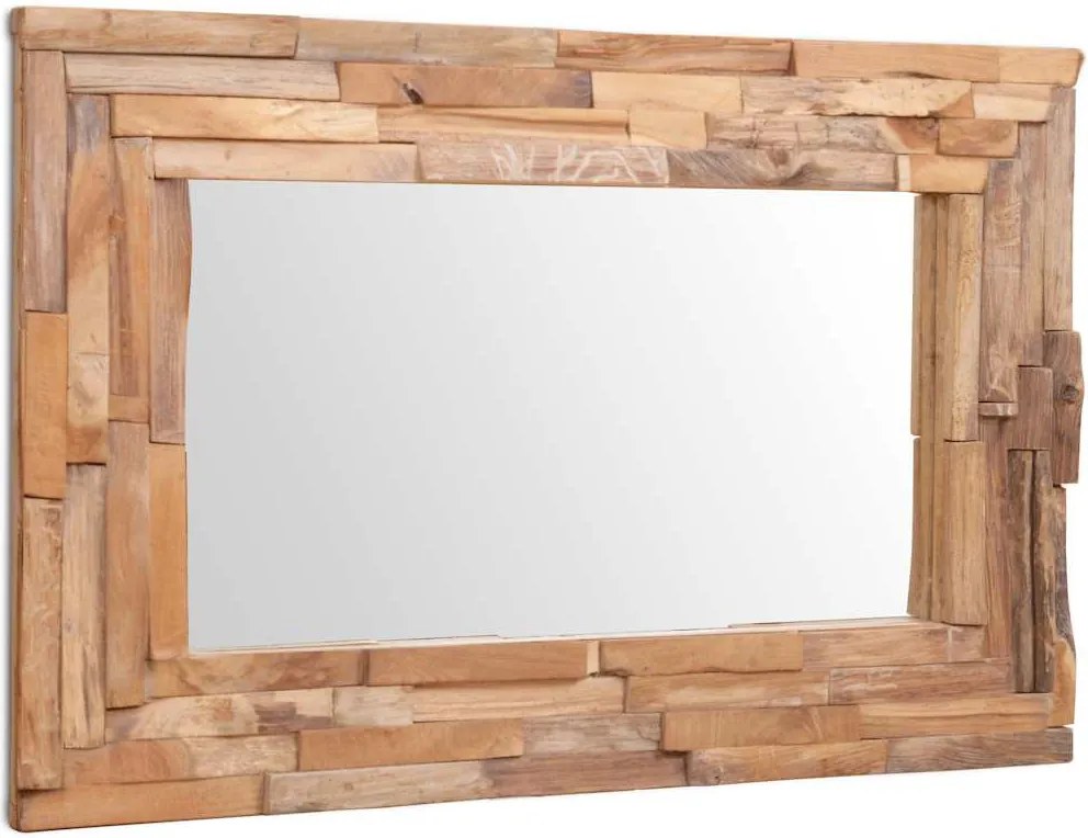 Dekorativní zrcadlo teak 90 x 60 cm obdélníkové 244563