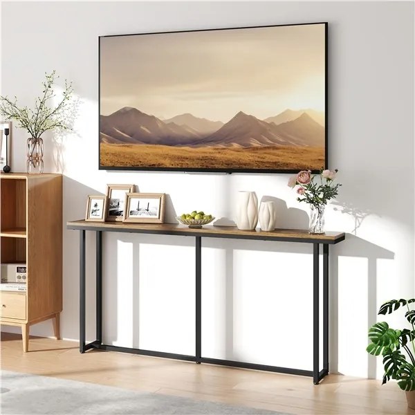 Odkládací stolek Yaheetech – rustikální hnědá, 160 cm (délka) × 20 cm (šířka) × 81 cm (výška) (256999167573)