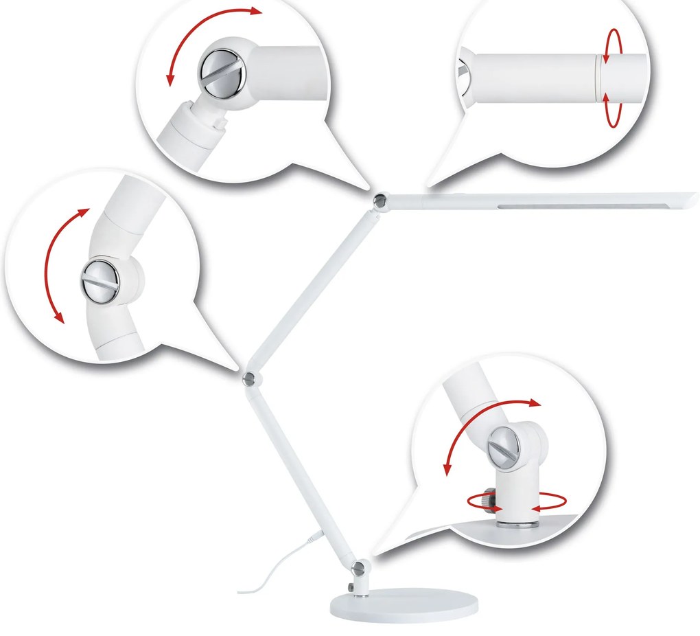 Paulmann 78911 FlexBar bílá LED stolní lampa, 10,6W LED, 3000-6500K výška 67cm