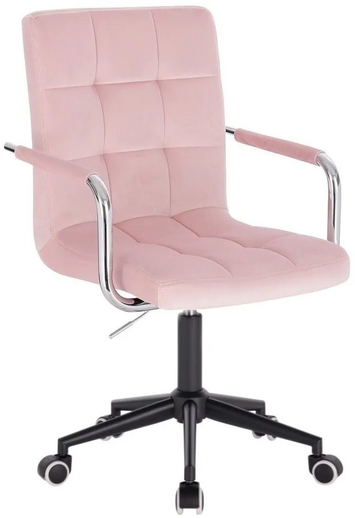 LuxuryForm DESIGN Otočná židle VERONA VELUR na černé podstavě s kolečky - růžová