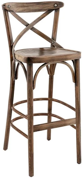 SitBe Hnědá dřevěná barová židle Shelby s patinou