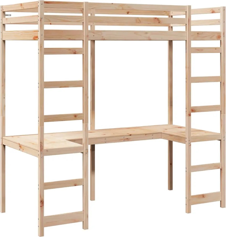 Rám postele loft Přírodní 90 x 200 cm Masivní borové dřevo 3414550