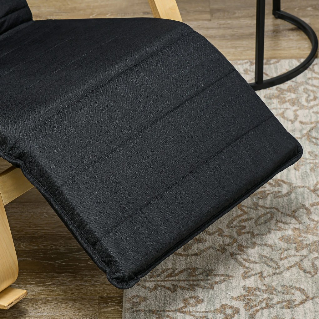 HOMCOM Houpací Křeslo pro Kojící Relaxaci s Nastavitelným Opěrákem, Boční Kapsou a Opěrkou Hlavy, Houpací Křeslo do Ložnice, 67 x 110 x 91 cm Černé