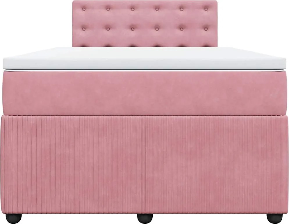 Box spring postel s matrací růžová 120 x 200 cm samet 3290027
