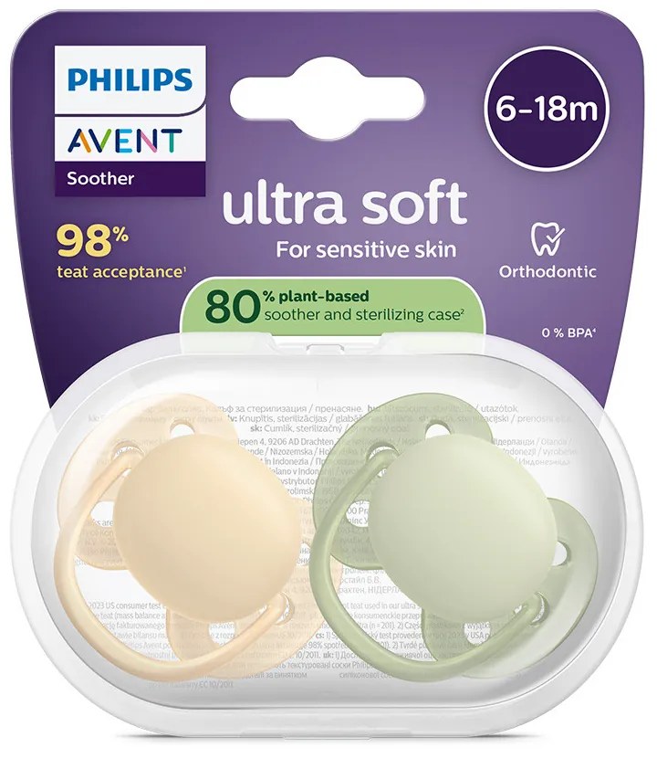 PHILIPS AVENT Šidítko Ultrasoft Premium neutral 6-18 m 2 ks Philips Avent