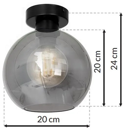 Stropní svítidlo Sofia, 1x grafitové skleněné stínítko, b