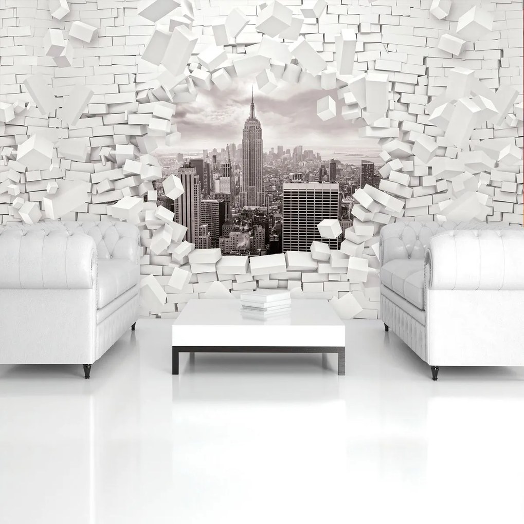 Fototapeta - New York a 3D Brickwall (152,5x104 cm)