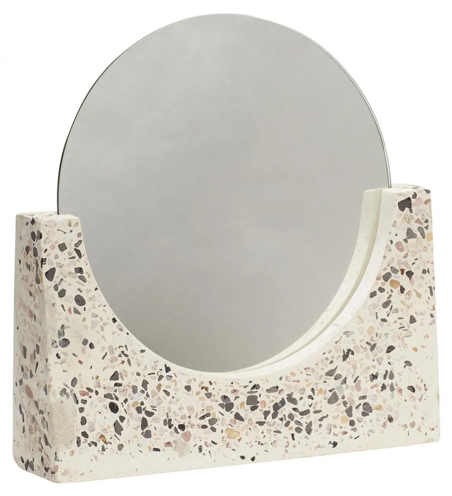 Hübsch Stolní zrcadlo terrazzo, bílá barva, multi barva, sklo