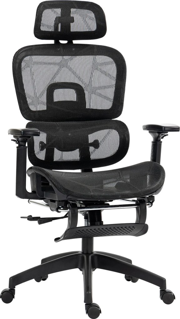 HOMCOM Ergonomická kancelářská židle s opěrkami, opěrkou hlavy, bederní oporou, výškově nastavitelná, otočná židle s funkcí houpání, sklopným mechanis