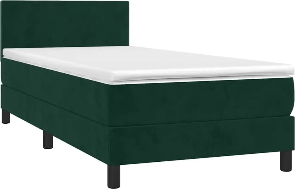 Box spring postel s matrací tmavě zelená 100x200 cm samet 3141170