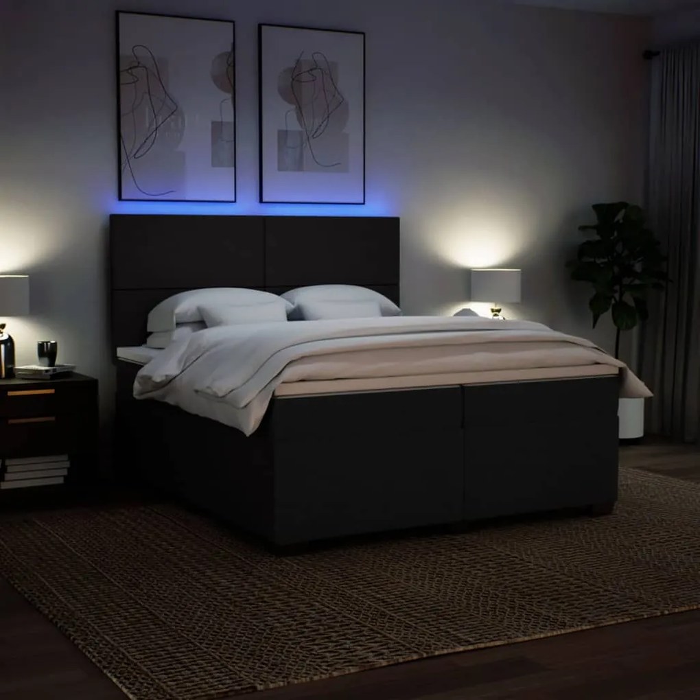 Box spring postel s matrací černá 200x200 cm textil 3292890