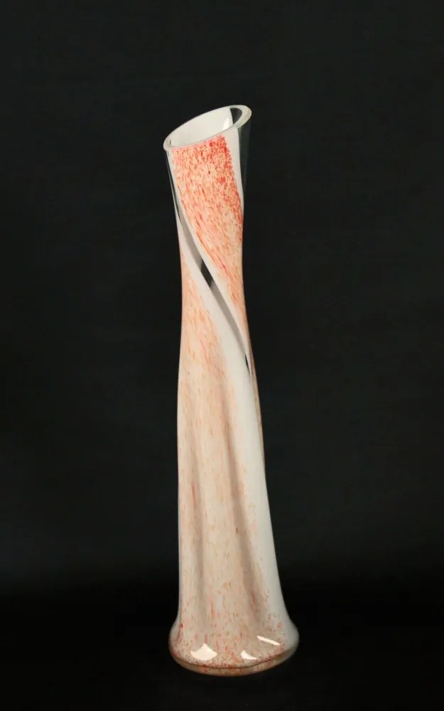 Váza designová spirála oranžový melír 50 - 70 cm