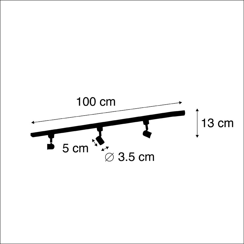 Moderní 1-fázový kolejnicový systém se 3 reflektory černý - Jeany