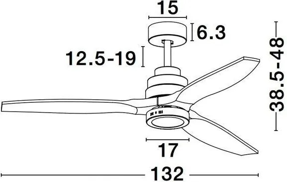 NV 9952314 Stropní ventilátor se světlem NATURE matná bílá ocel a sklo dubové dřevo 5 rychlostí 25W LED - NOVA LUCE