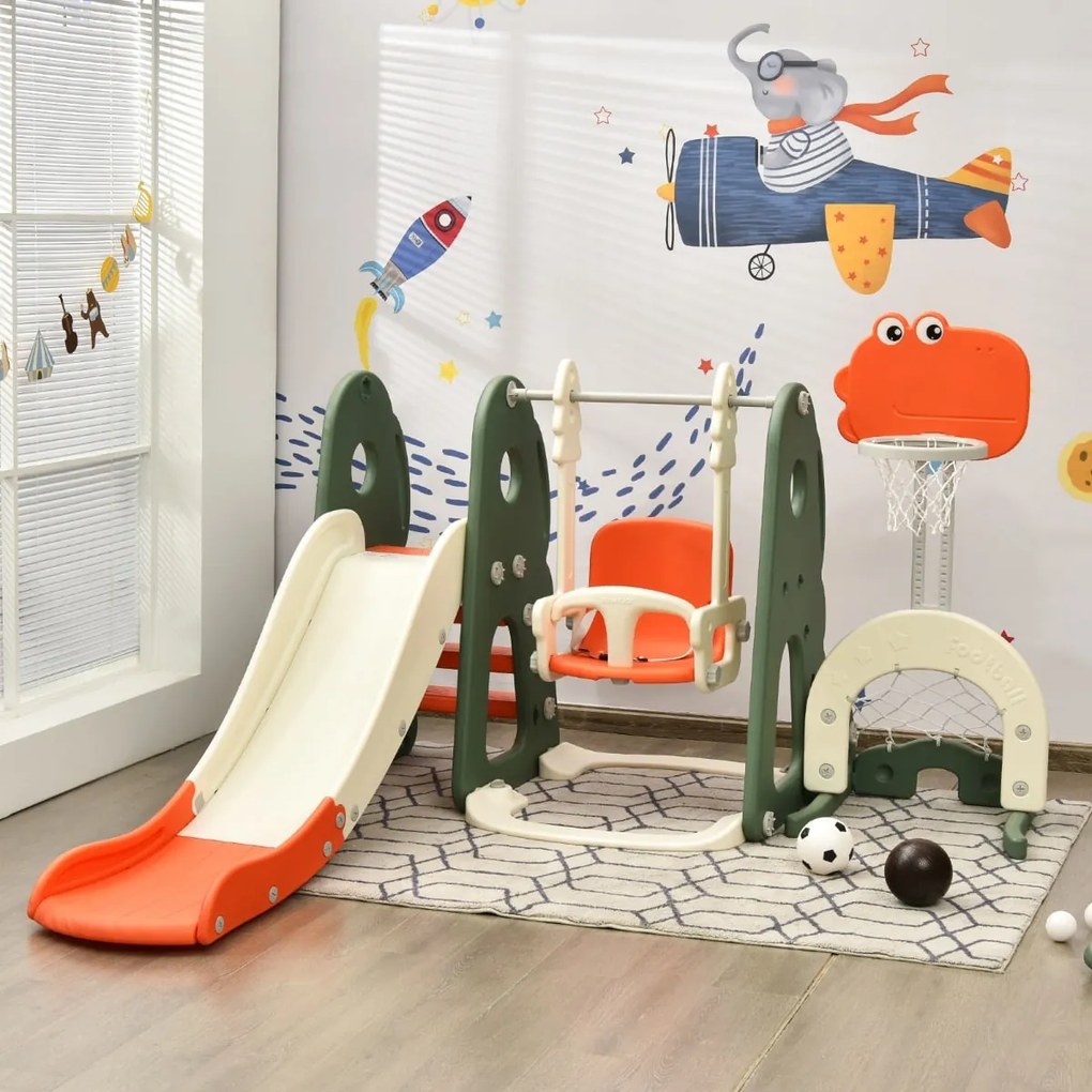 Costway Sada houpaček skluzavka a houpačka pro batolata 172 × 182 × 108-120 cm