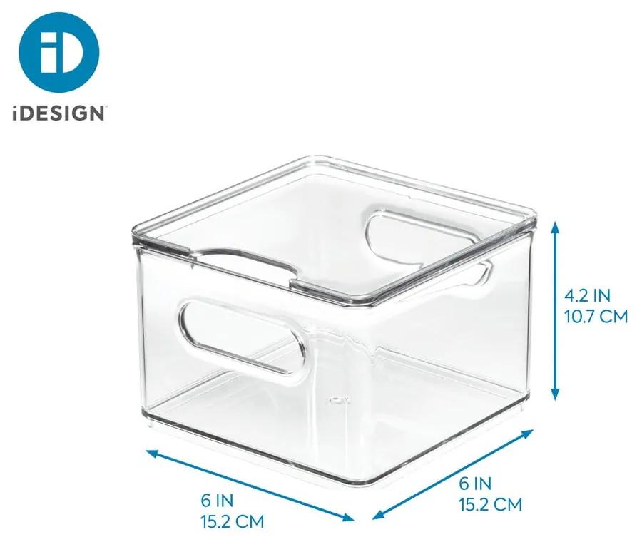 Transparentní úložný box s víkem iDesign The Home Edit, 15,2 x 15,2 cm