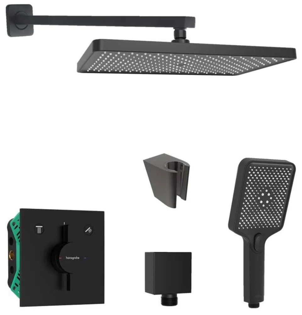 SANITINO - Sprchový set s baterií a tělesem pod omítku hansgrohe, příslušenství kielle, matná černá SANI21HKK401