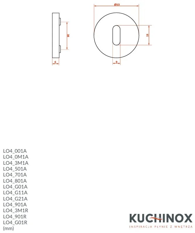 Kuchinox Kuchinox, rozeta ke kličce pro interiérový klíč, chromová, LAV-LO4_001A