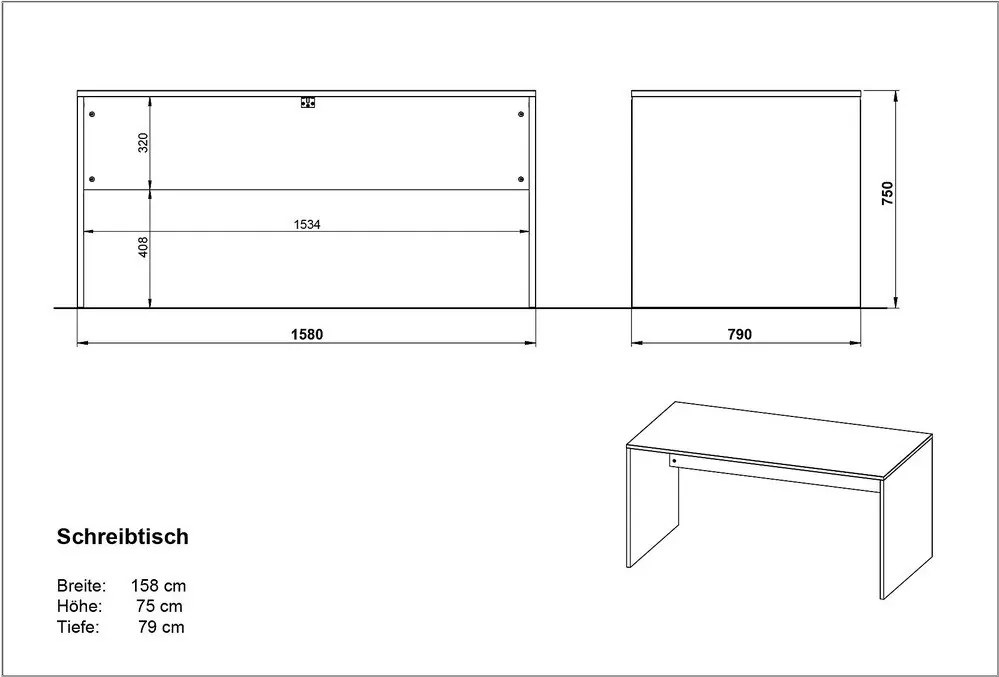 Pracovní stůl s deskou v dubovém dekoru 79x158 cm Lissabon – Germania