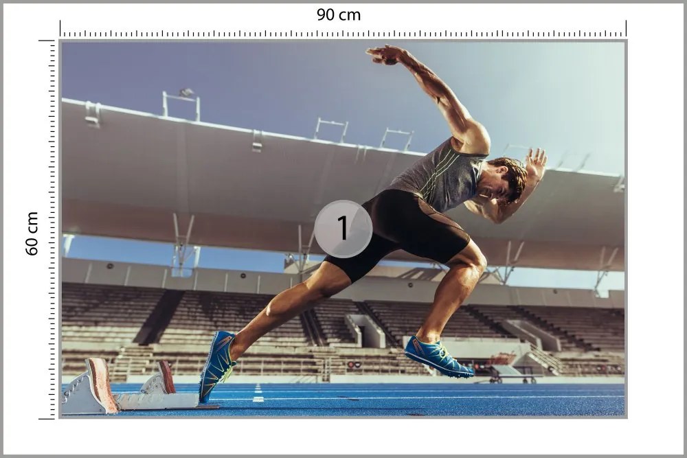 Fototapeta Sprinter Běží Ze Startovacího Bloku Omyvatelný vlies 104x70.5