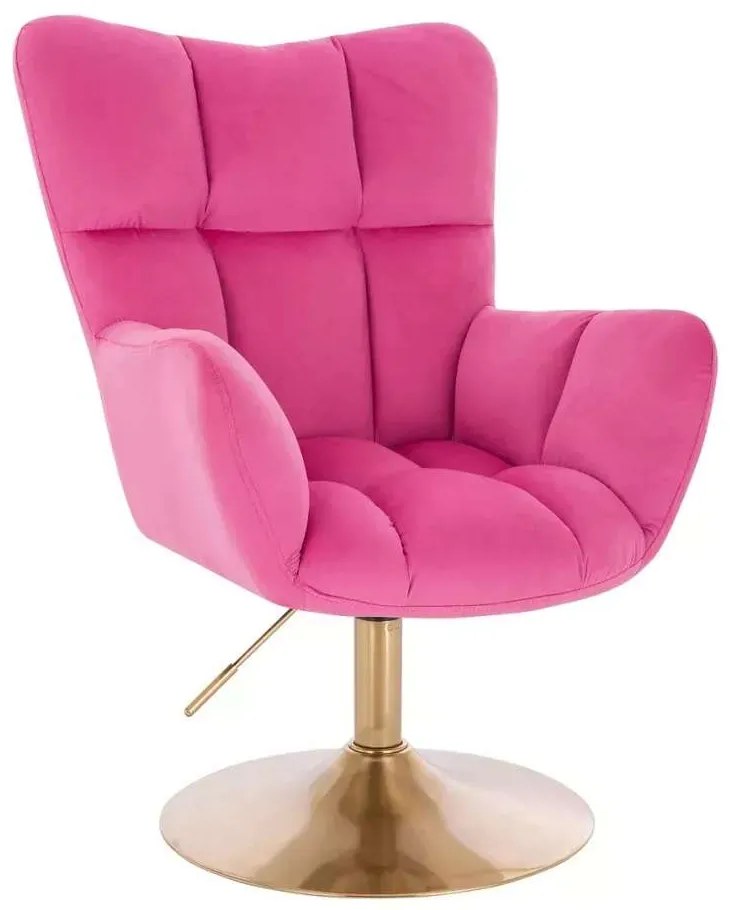 LuxuryForm DESIGN Otočné křeslo AURORA VELUR na zlatém talíři - tmavě růžové