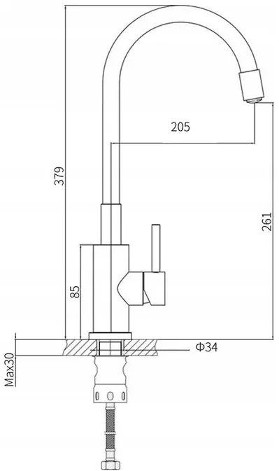 Mexen Bruno - dřez granitový 79,5x49,5cm + baterie Flex, 1-komorový, černá-zlatá, 6513791010-75-Flex