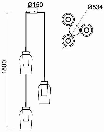 Mantra Nora, závěsné svítidlo se třemi závěsy 3xE27 čiré sklo/bílý mramor, průměr 53,4cm