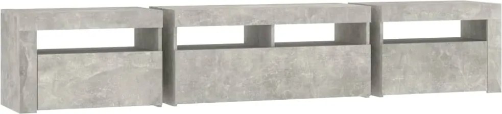 TV skříňka s LED osvětlením betonově šedá 210x35x40 cm 3152733
