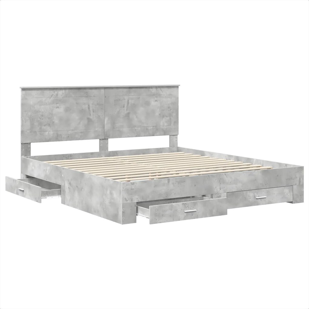 Rám postele s čelo Betonově šedá 180 x 200 cm Kompozitní dřevo 3409618