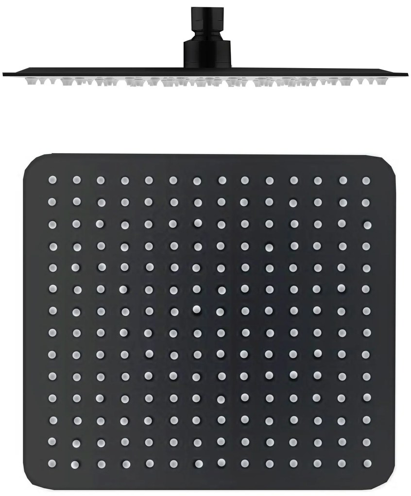 Slezák RAV Hlavová sprcha hranatá kovová 30x30 cm černá matná, Barva: černá matná - KS0004CMAT