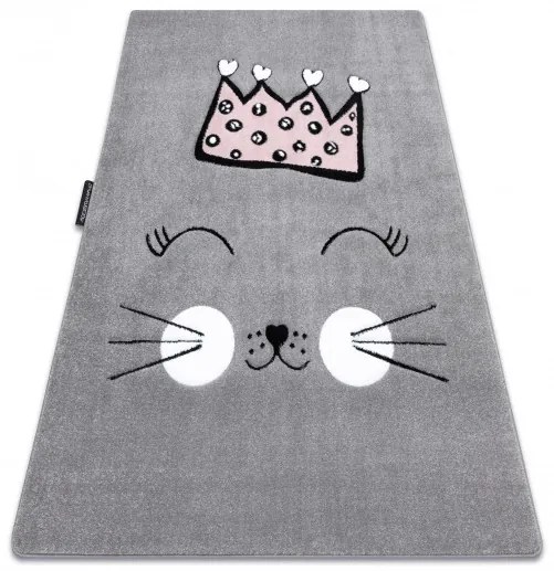 Dywany Łuszczów Dětský kusový koberec Petit Cat crown grey - 200x290 cm