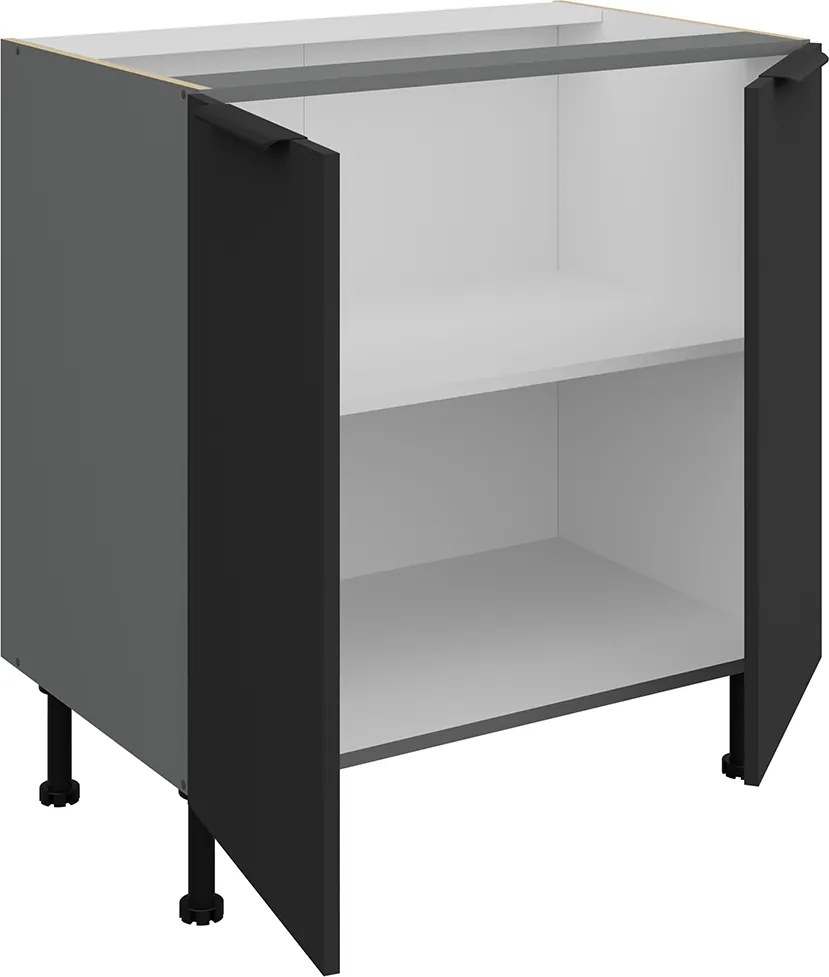 ARIA ab | dolní skříňka 80 D 2F policová | 80 cm | ANTI FINGERPRINT povrch | antracit/černá