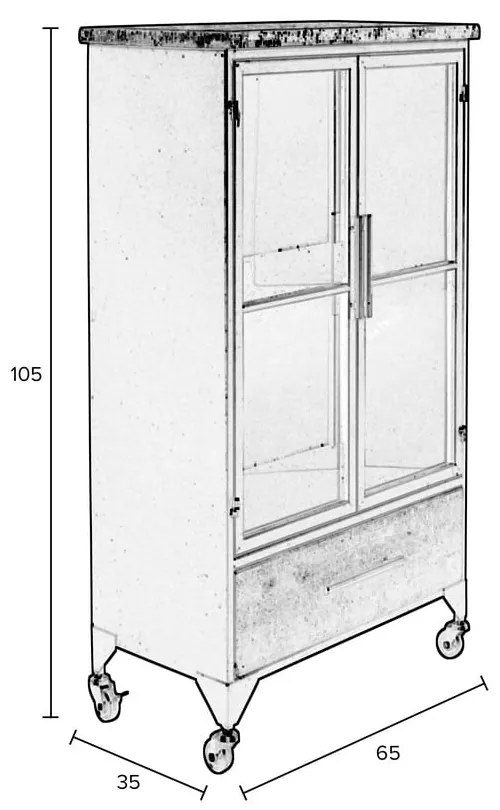 Černá kovová vitrína 65x105 cm Ferre – White Label